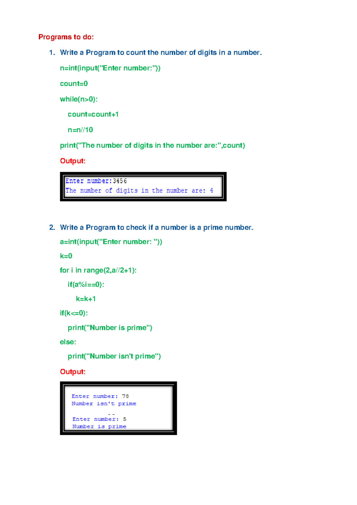 Python Programs for 12th Practicals 2024-25: Tasks & Solutions - Studocu