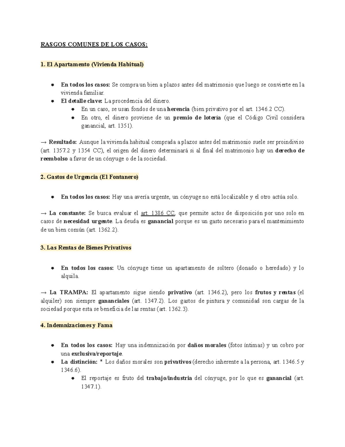 LIQ Gananciales: Análisis de Casos y Normativa CC - Studocu