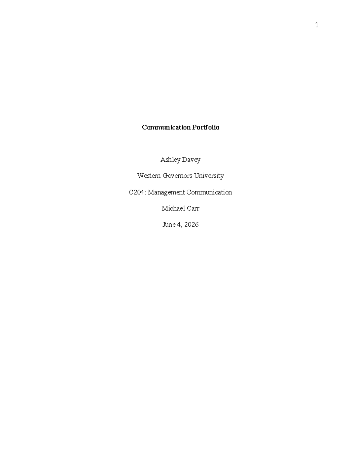 C204: Management Communication Portfolio by Ashley Davey - Studocu