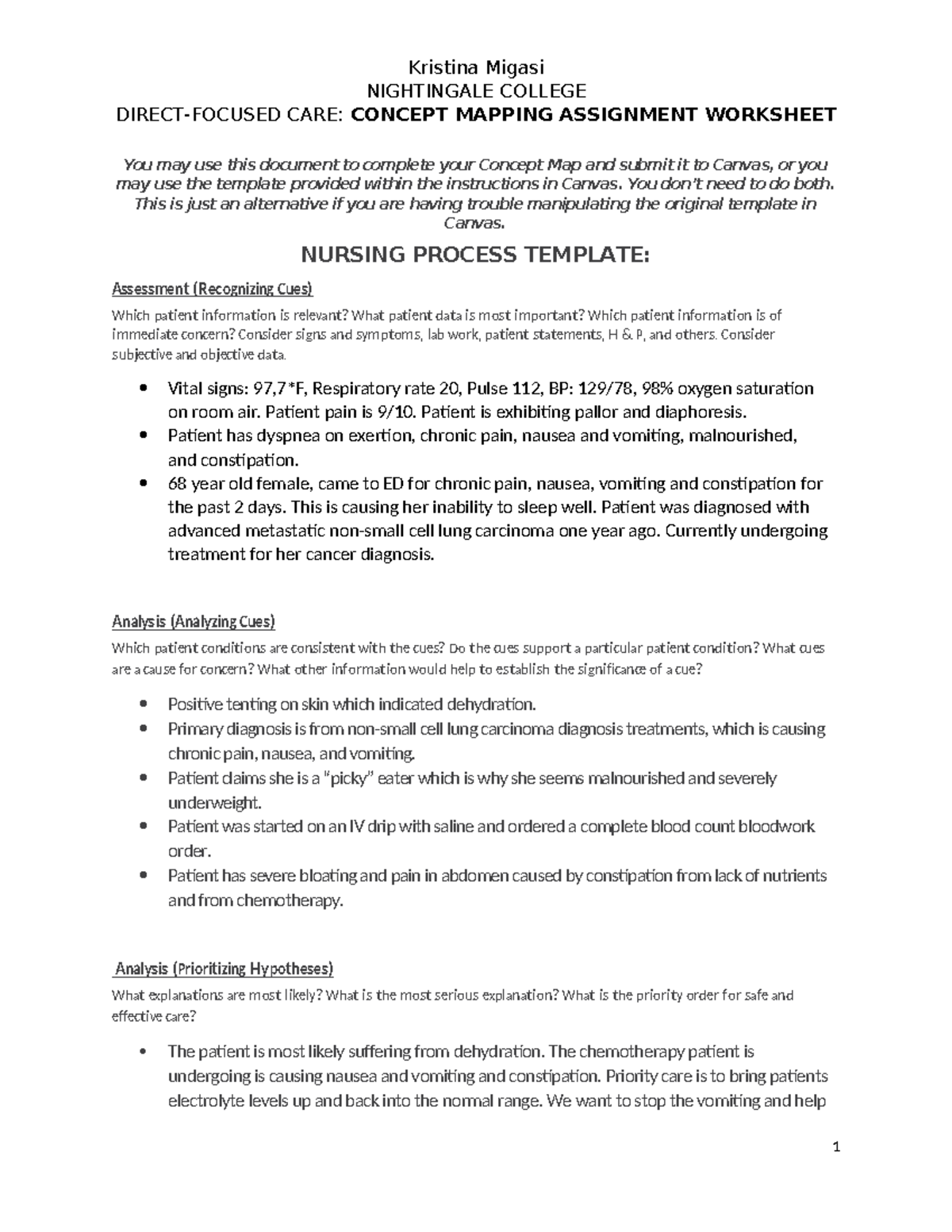 NURSING 101: CONCEPT MAPPING ASSIGNMENT WORKSHEET - Studocu