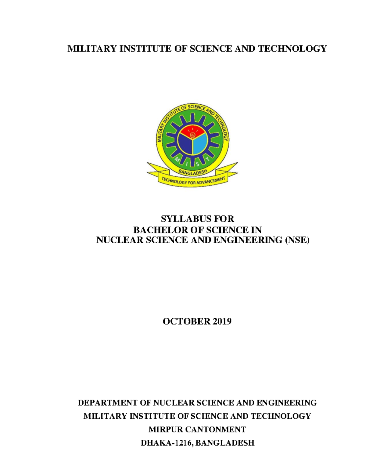 NSE Syllabus 2019 - MILITARY INSTITUTE OF SCIENCE AND TECHNOLOGY ...