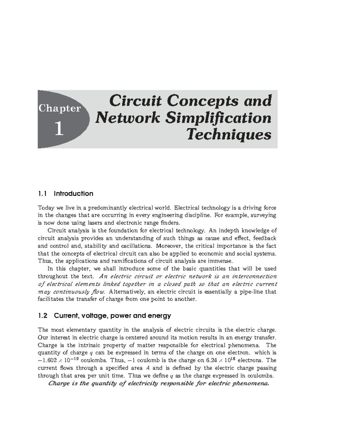 M1 - Chapter 1: Circuit Concepts & Network Simplification Techniques - Studocu