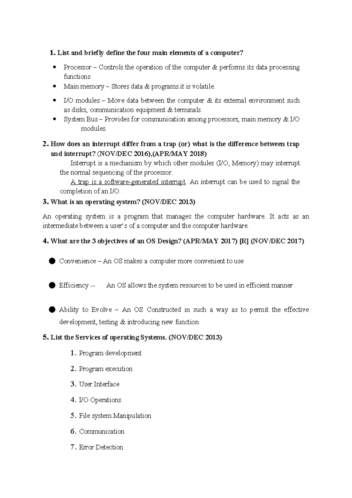 Operating Systems Concepts Overview - CS101 Final Exam Notes - Studocu