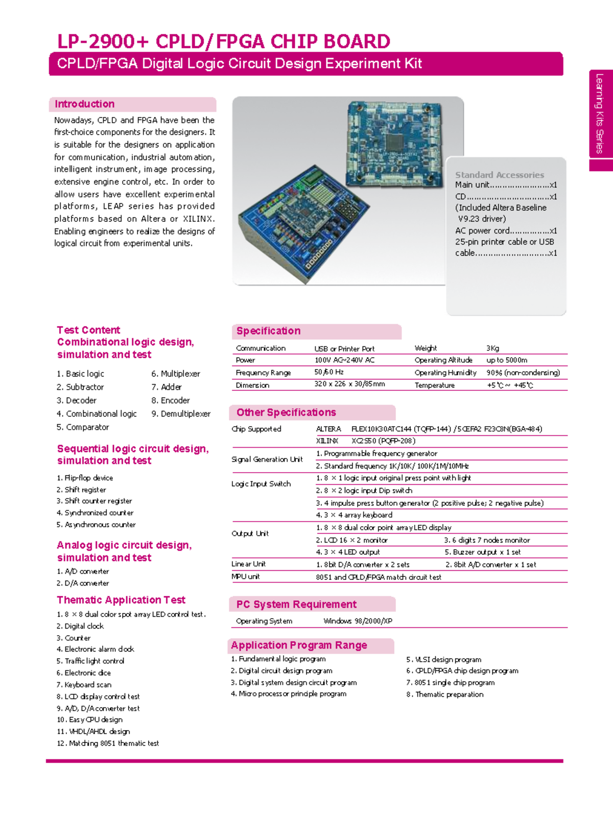 LP-2900 CPLD & FPGA Chip Board Experiment Kit Overview - Studocu