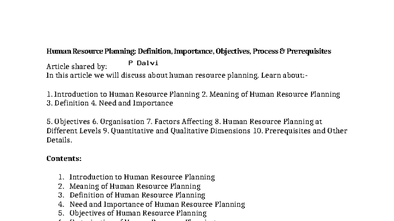 HRP 101: Overview of Human Resource Planning, Importance & Objectives ...