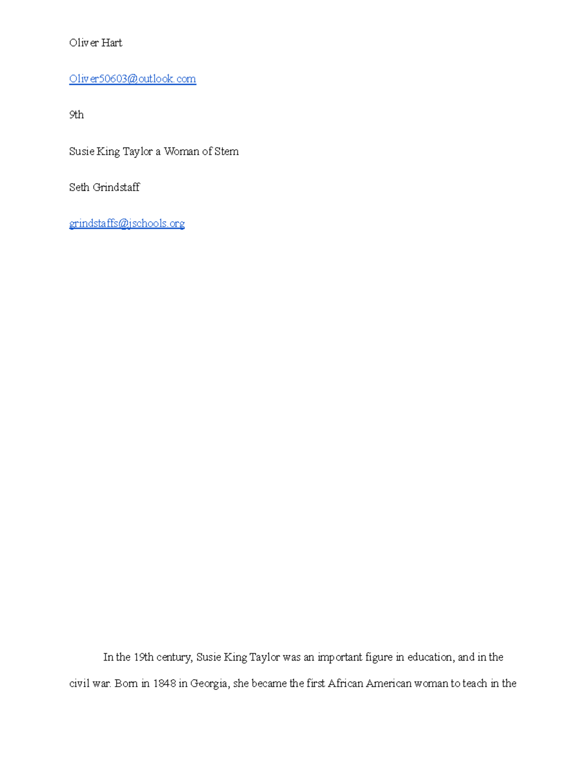 Oliver Hart - STEM Project - Oliver Hart Oliver50603@outlook 9th Susie ...
