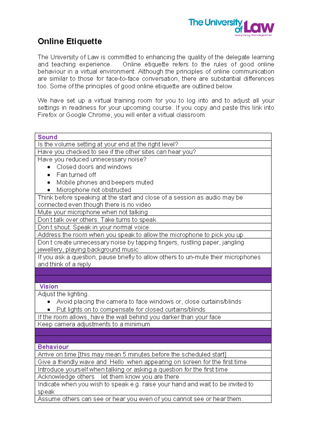 Online Etiquette Guidelines for Virtual Learning - PD - Studocu