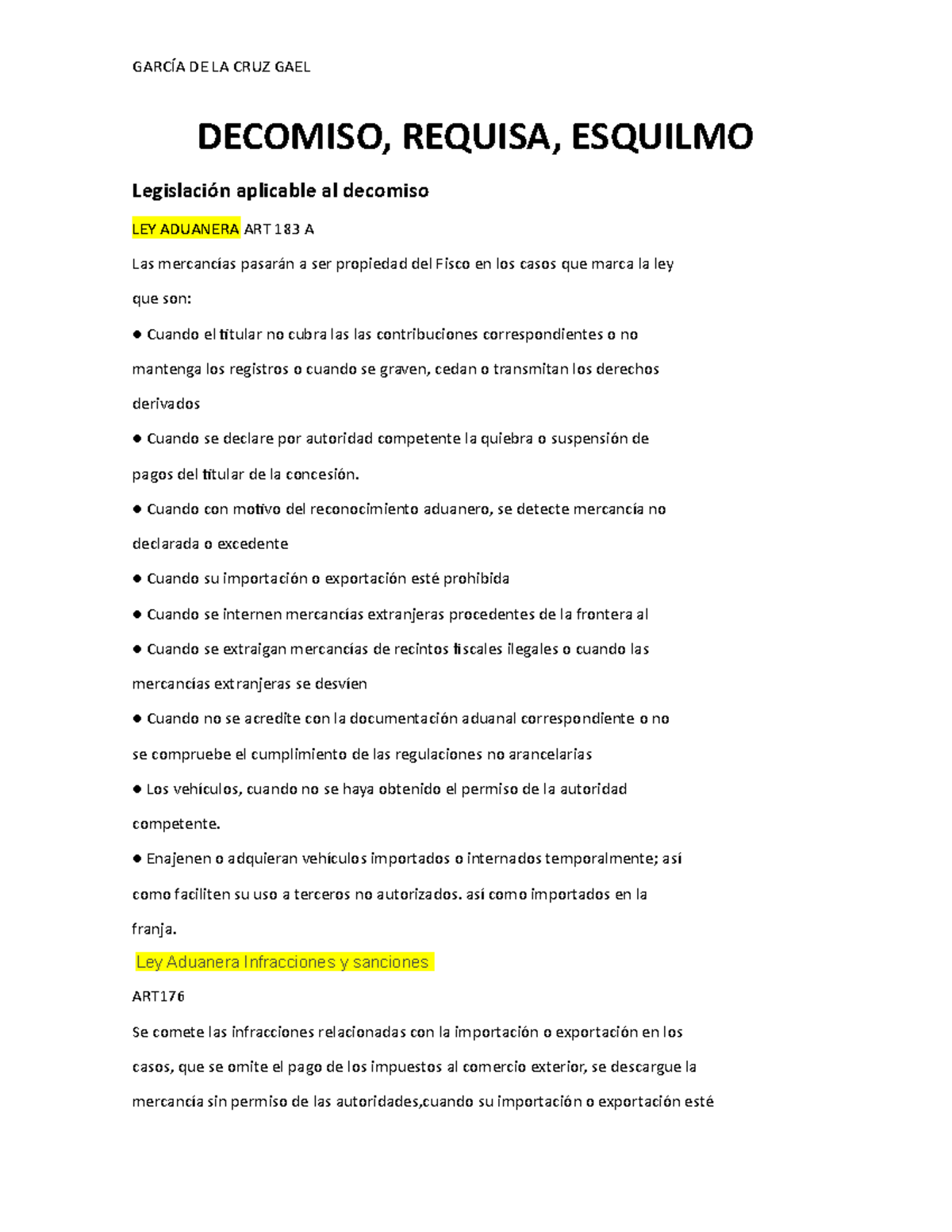Análisis de Decomiso, Requisa y Esquilmo: Leyes y Normativas - Studocu