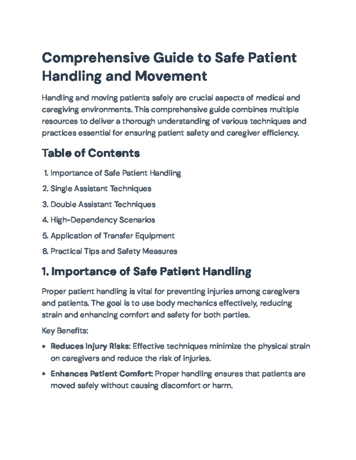 Comprehensive Guide to Safe Patient Handling Techniques and Practices ...