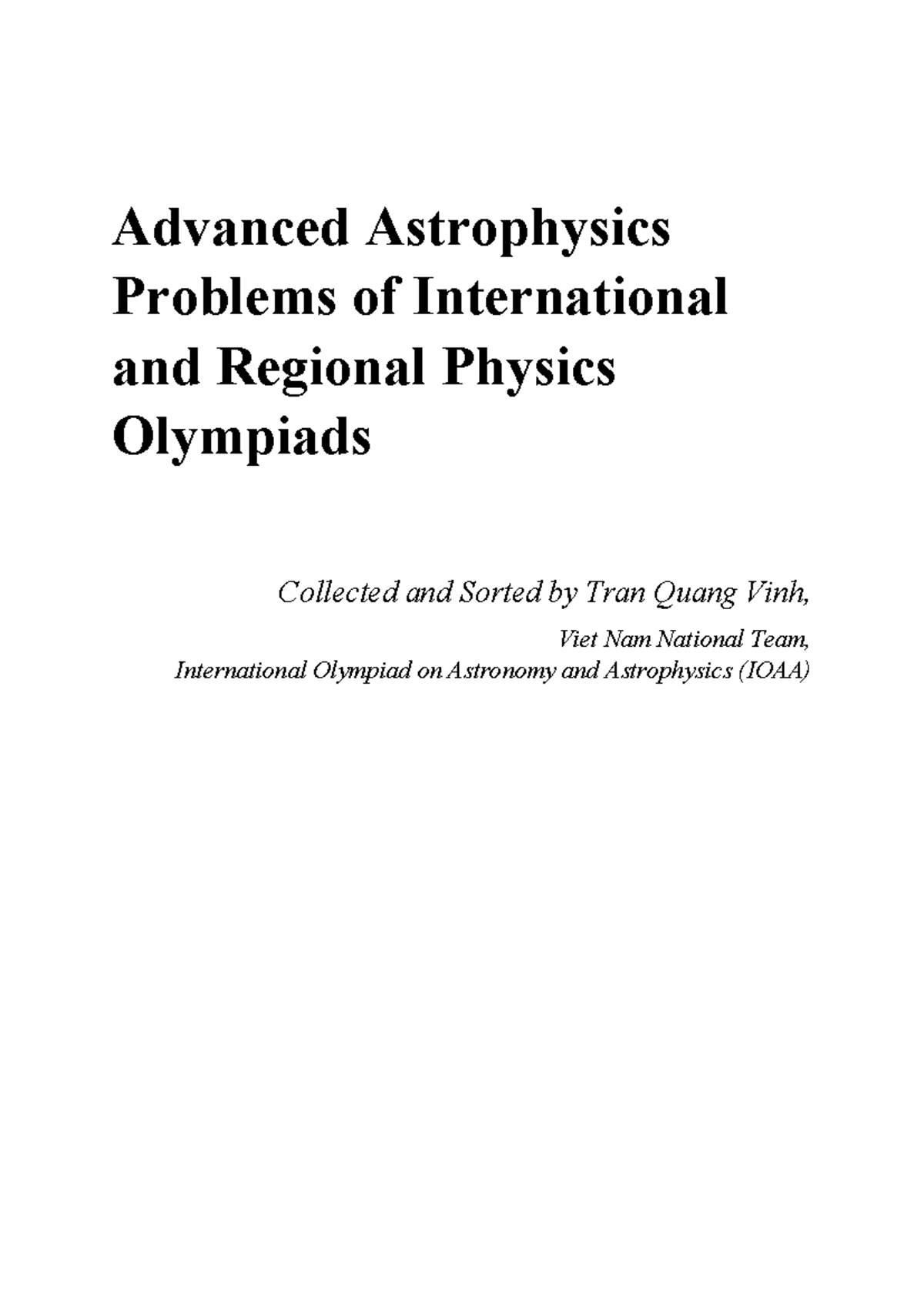 Advanced Astrophysics Problems from IPhO, APhO, and IOM - Studocu
