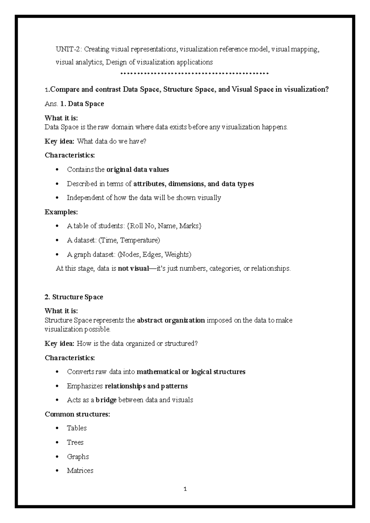 DV Unit 2 Midterm Q&A - Understanding Data Visualization Spaces - Studocu