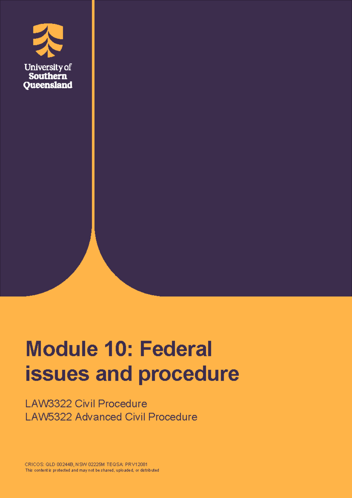 Module 10: Federal Issues & Procedure Overview - LAW3322 & LAW5322 ...