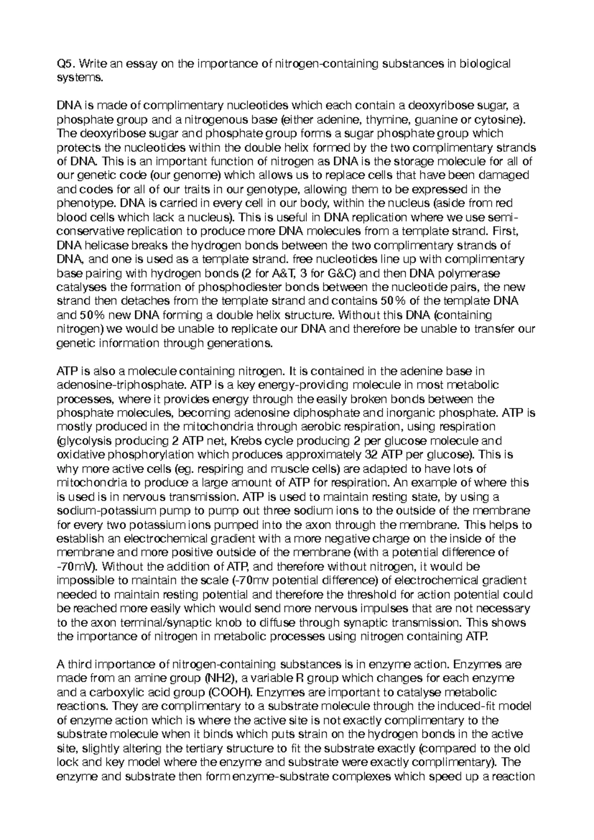 AQA A level biology essay titles and mark schemes - Contents Q15. Heat ...