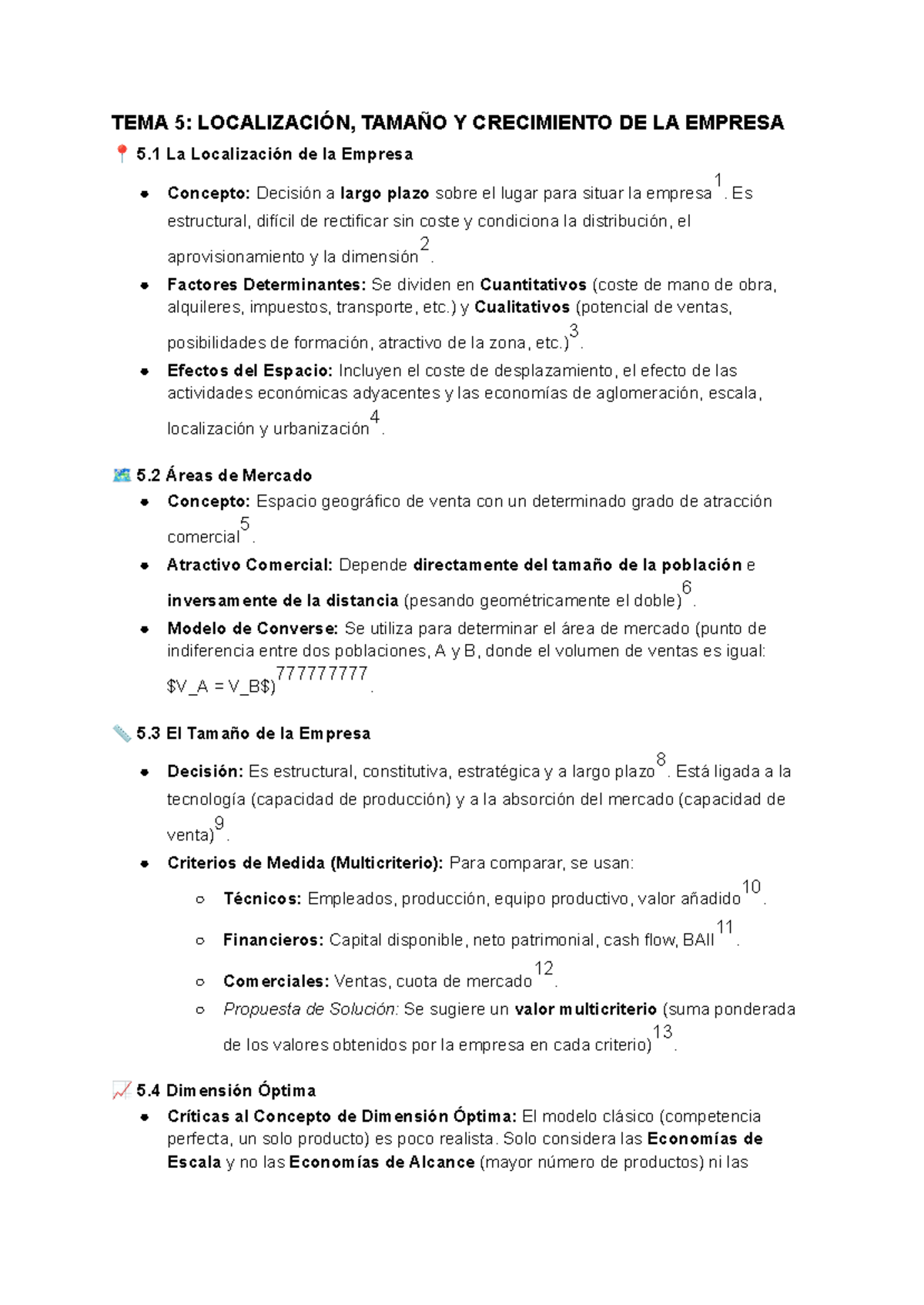 Resumen de Temas 5-9: Localización, Tamaño y Crecimiento Empresarial ...