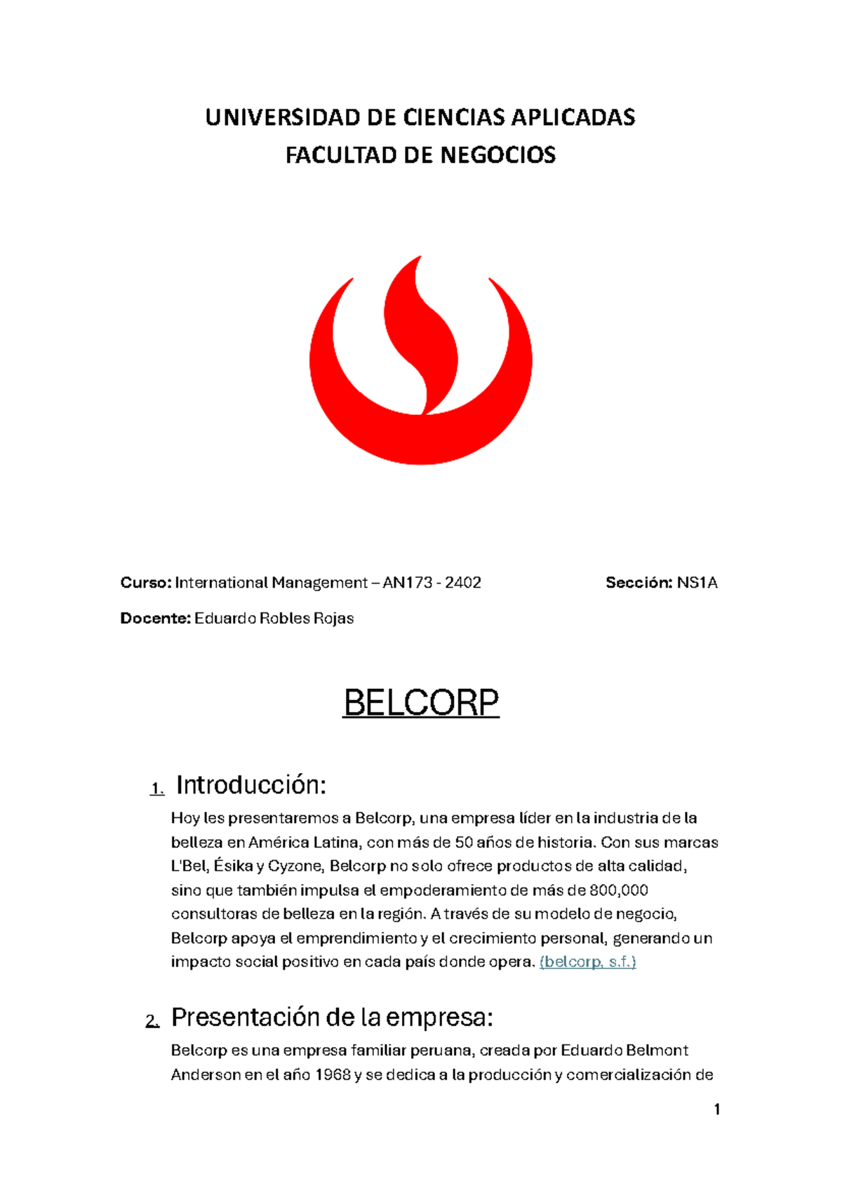 Análisis de Belcorp: Estrategias y Sostenibilidad en IM AN173 NS1A ...