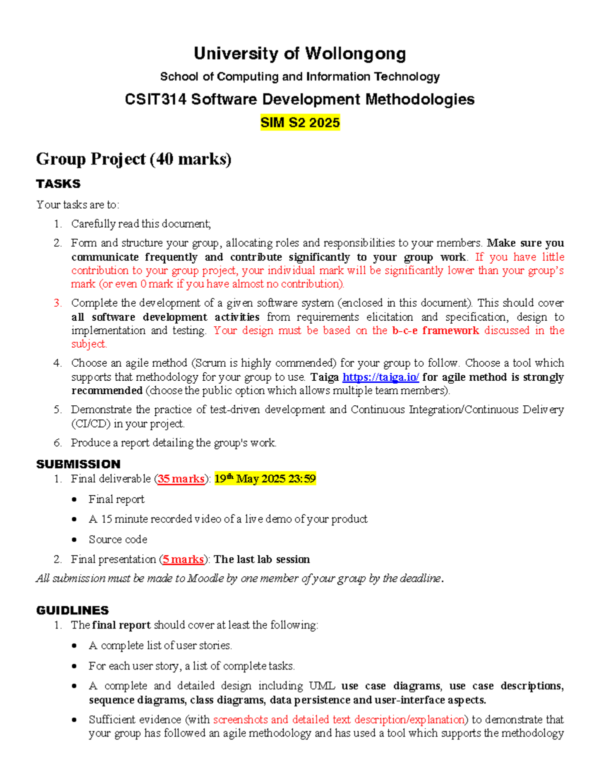 CSIT314 Software development methodologies group project specification ...