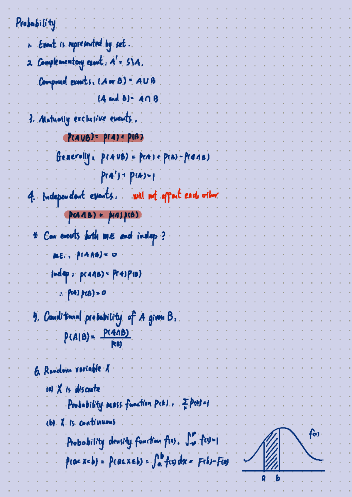 IE2106 Probability Notes: Events, Distributions, and Theorems - Studocu