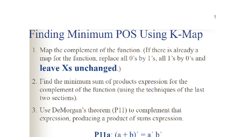 EE210 Lecture 8: Finding Minimum POS and Multiple Output Problems - Studocu