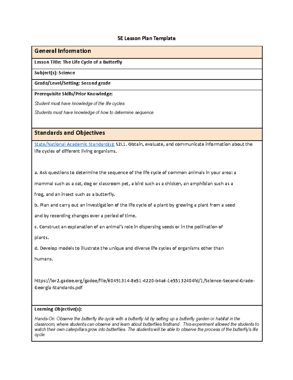 TASK 1 Elementary Science Methods - 5E Lesson Plan Template General ...