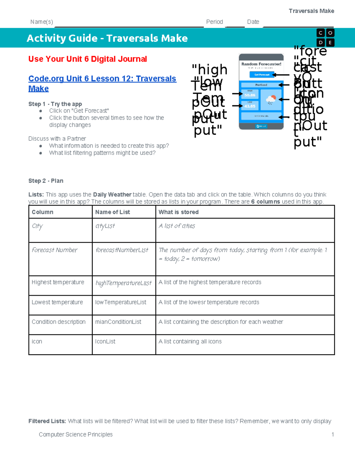 Mason Renfro - U06L12 Activity Guide - Weather App Traversals - Studocu