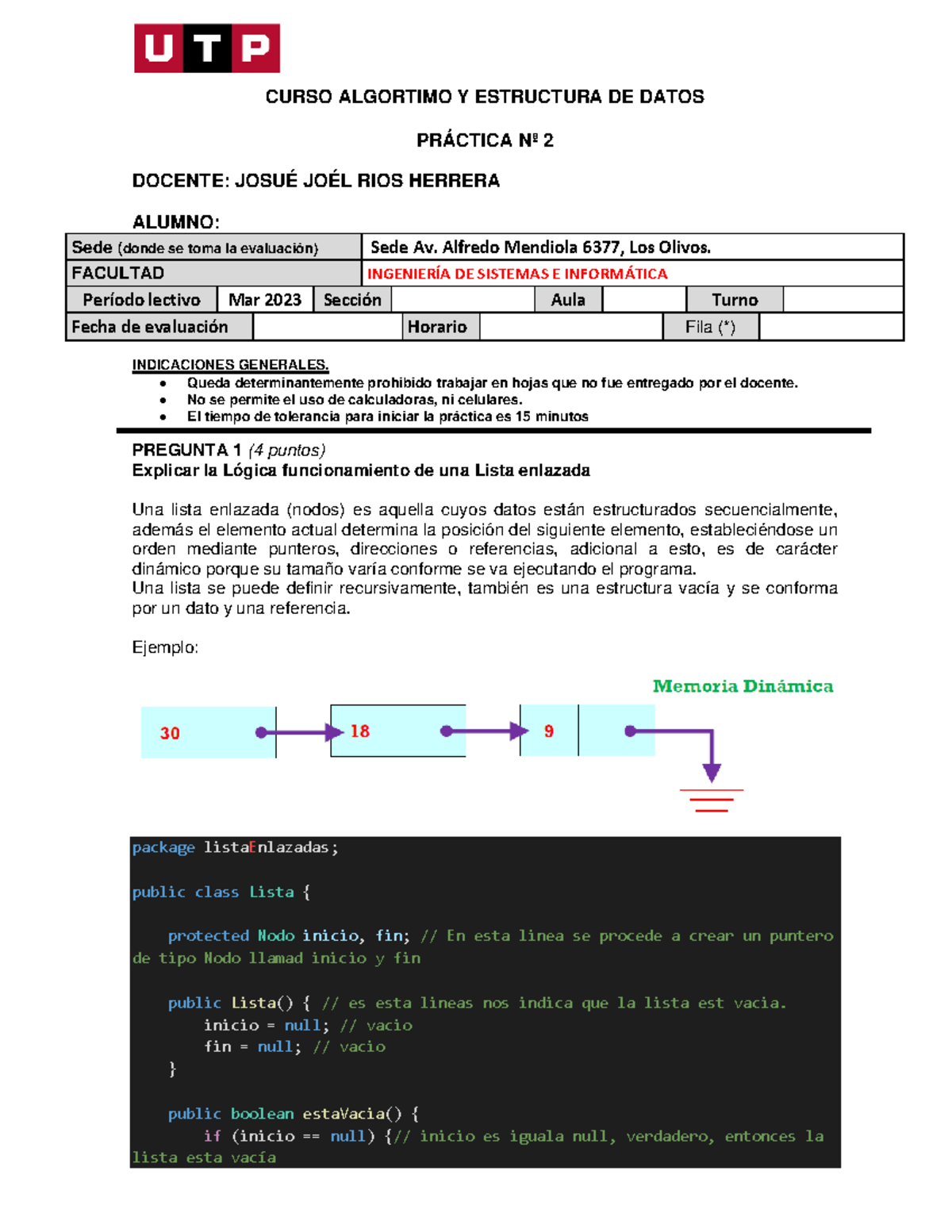 PC2: Práctica sobre Listas Enlazadas y Pilas en Algoritmo y Estructura ...