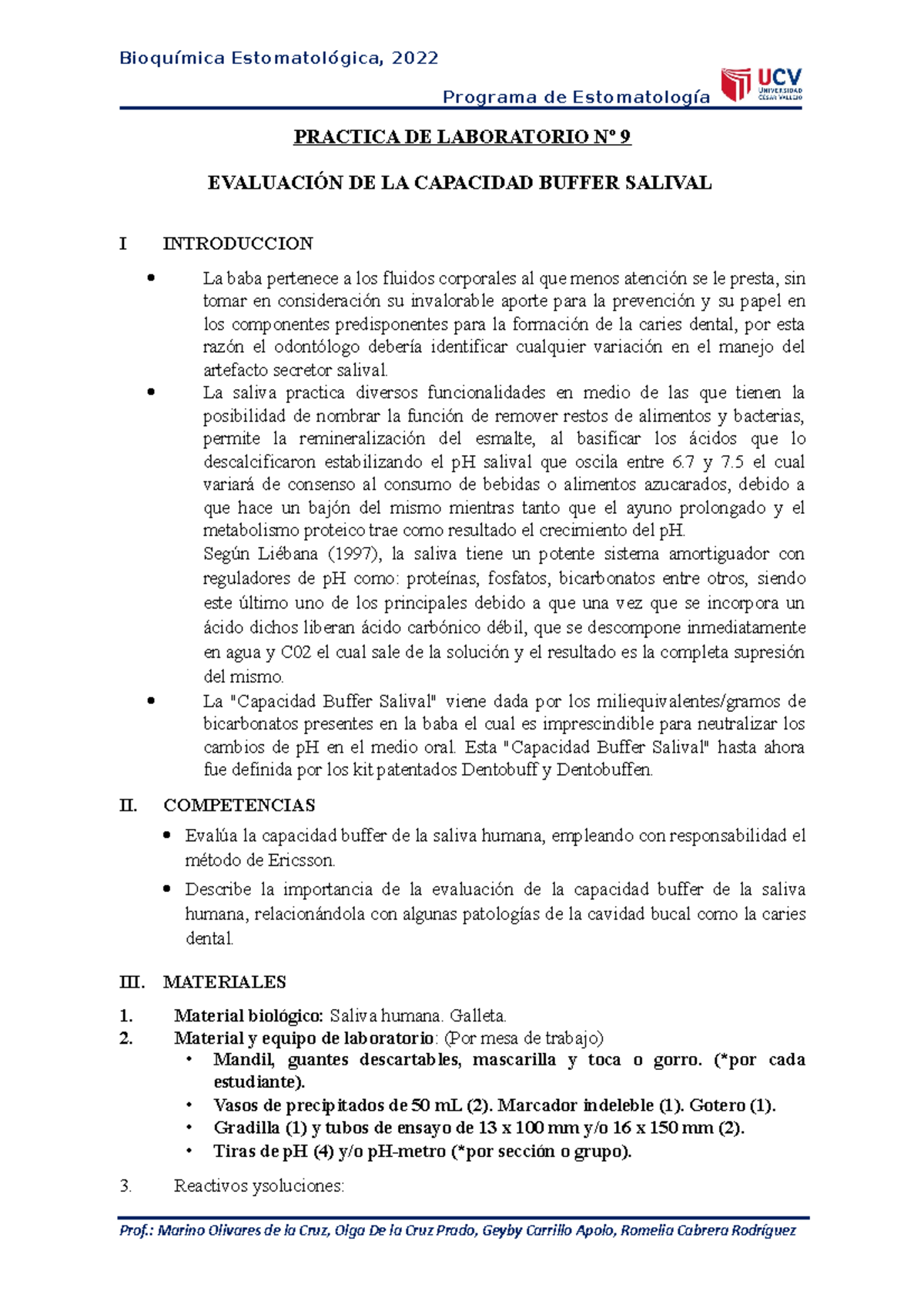 Guía Práctica 9(PE) - Evaluación de la Capacidad Buffer Salival - Studocu