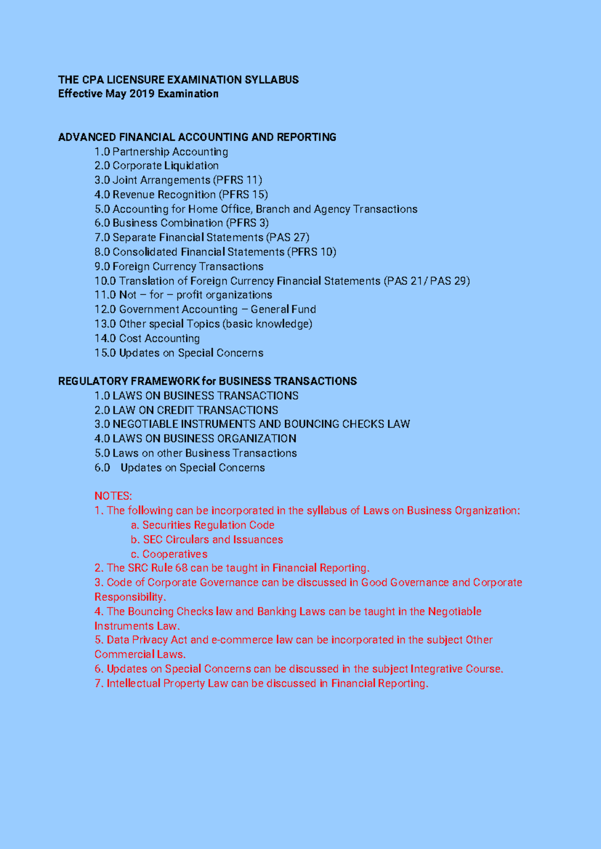 The CPA Licensure Examination syllabus Syllabus - THE CPA LICENSURE ...