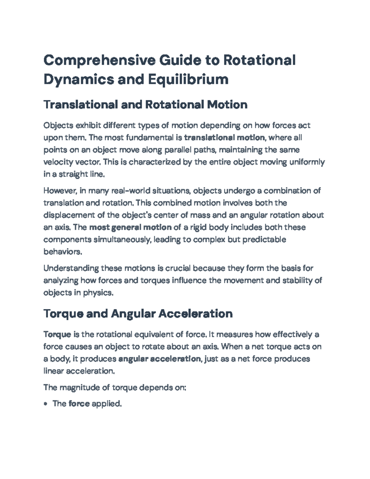 Comprehensive Overview of Rotational Dynamics and Equilibrium PHYS 101 - Studocu