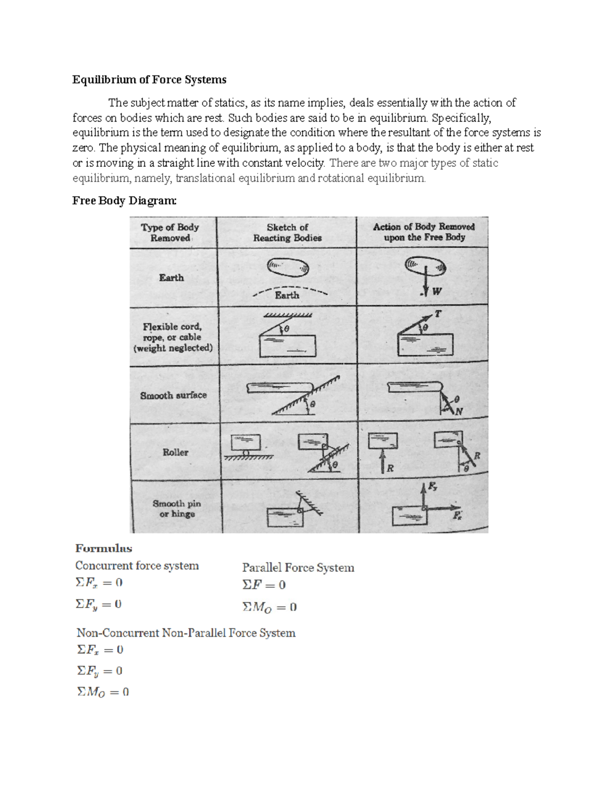 Equilibrium of Force Systems - Calculus-Based Physics 1 - TIP - Studocu