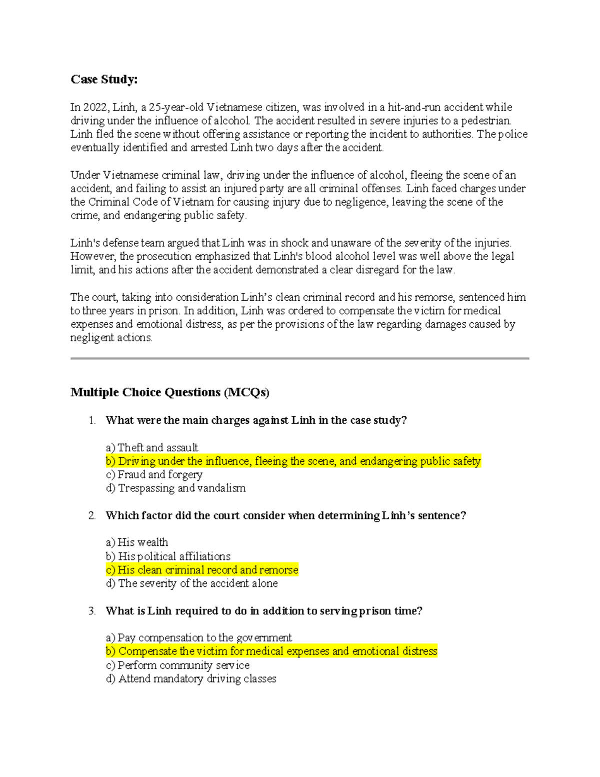 Case-Study-Criminal - Some case studies examples about civil law - Case ...