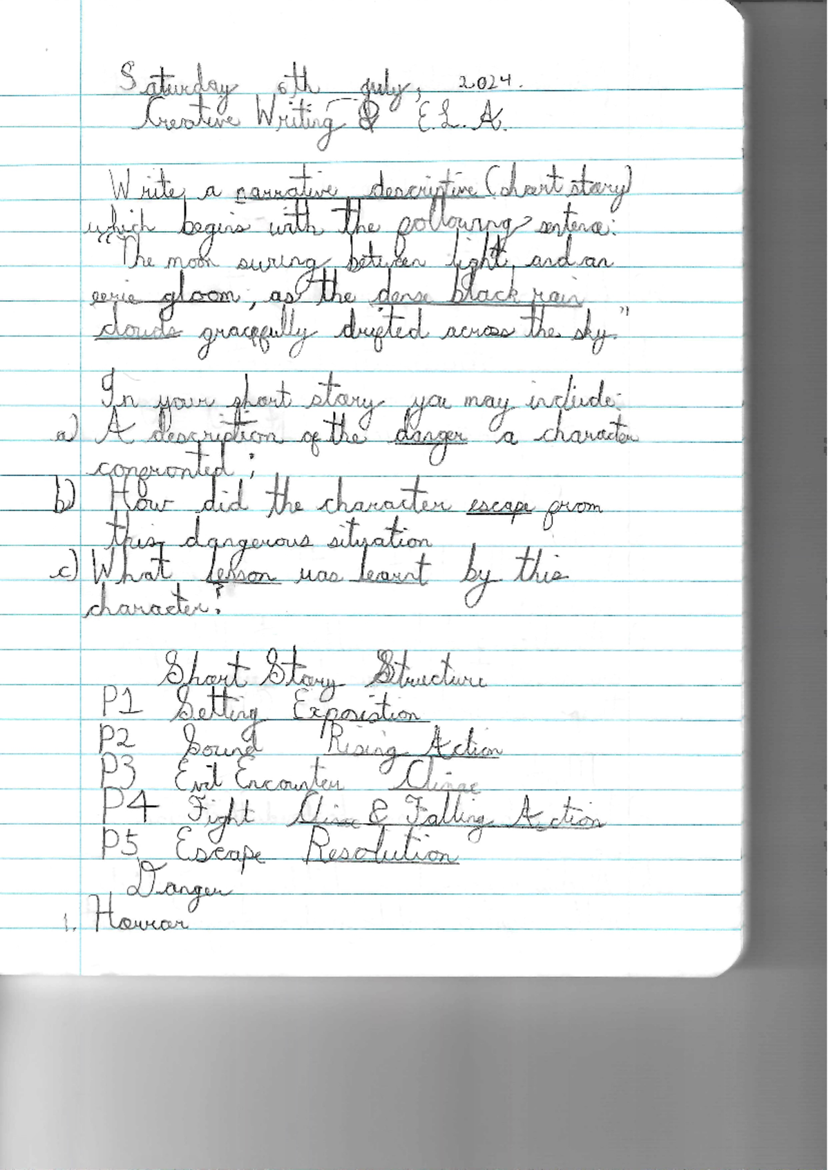 Creative Writing Assignment: Narrative Descriptive Short Story (E.L ...