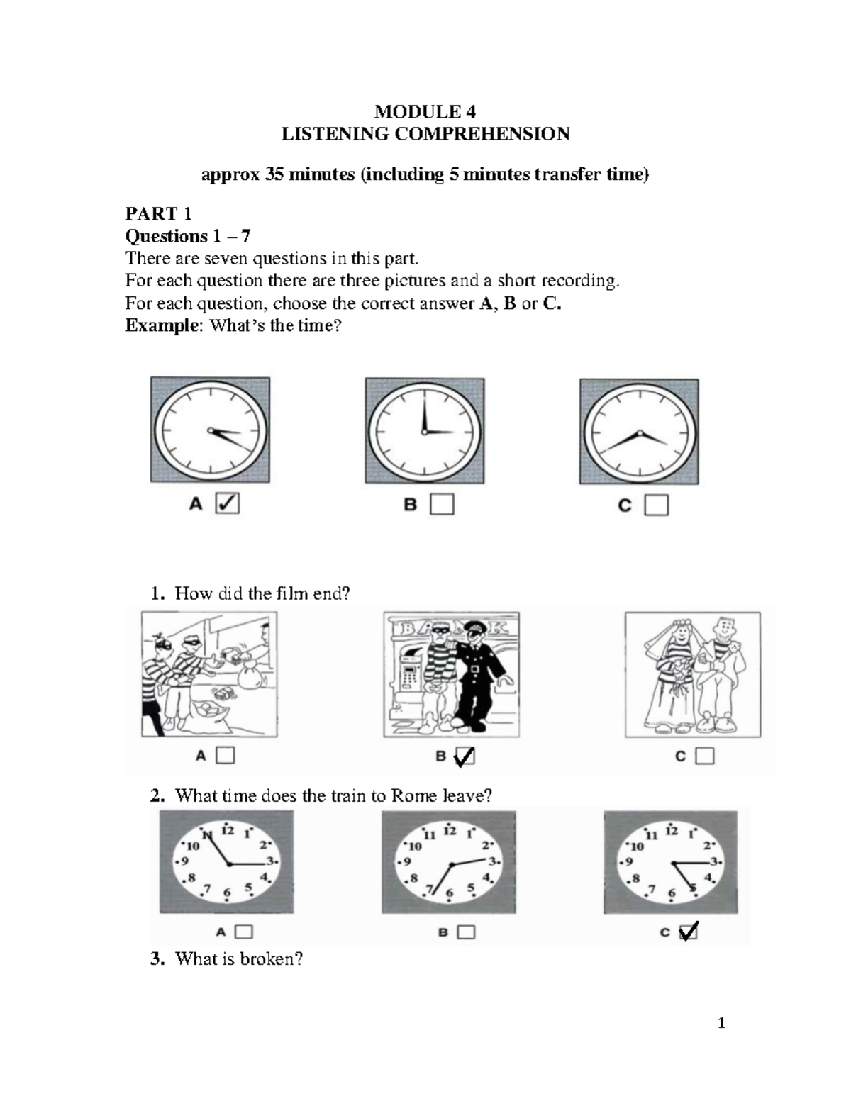 Module 1,2,3,4,5 - MODULE 4 LISTENING COMPREHENSION approx 35 minutes ...