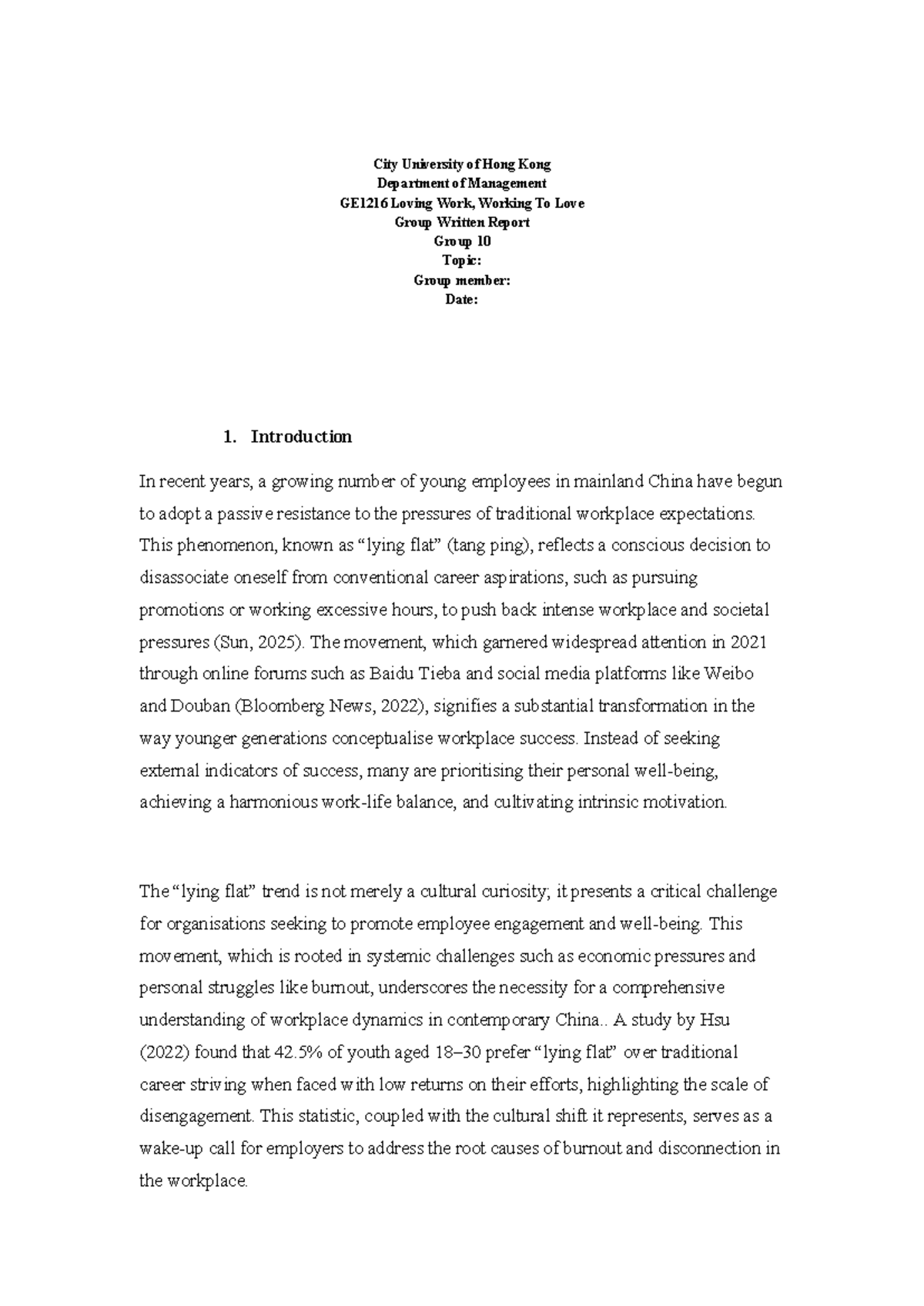 GE1216 Group Report: Understanding the 'Tang Ping' Phenomenon Among ...