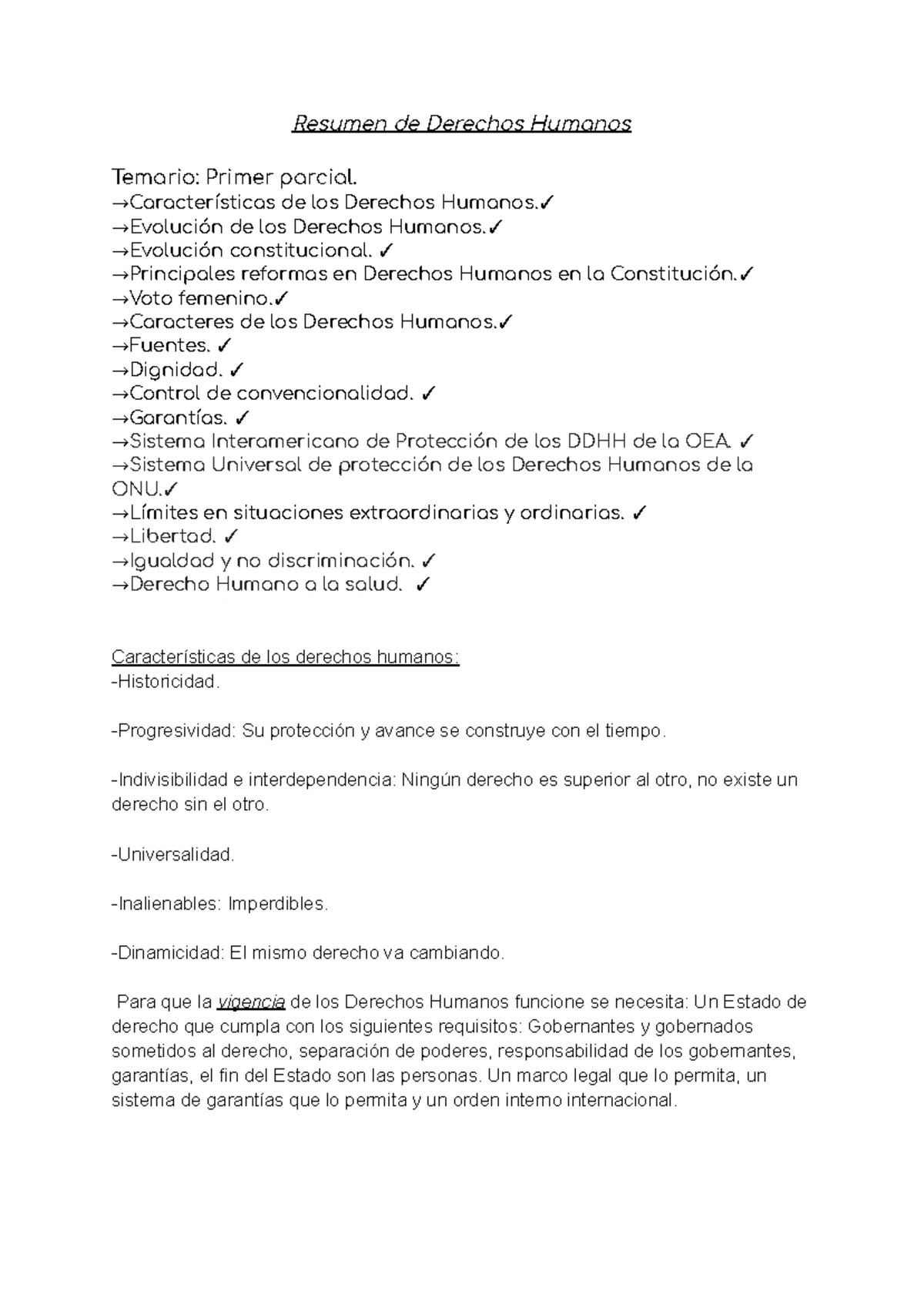 Resumen Completo Derechos Humanos - RESUMEN DERECHOS HUMANOS Concepto ...