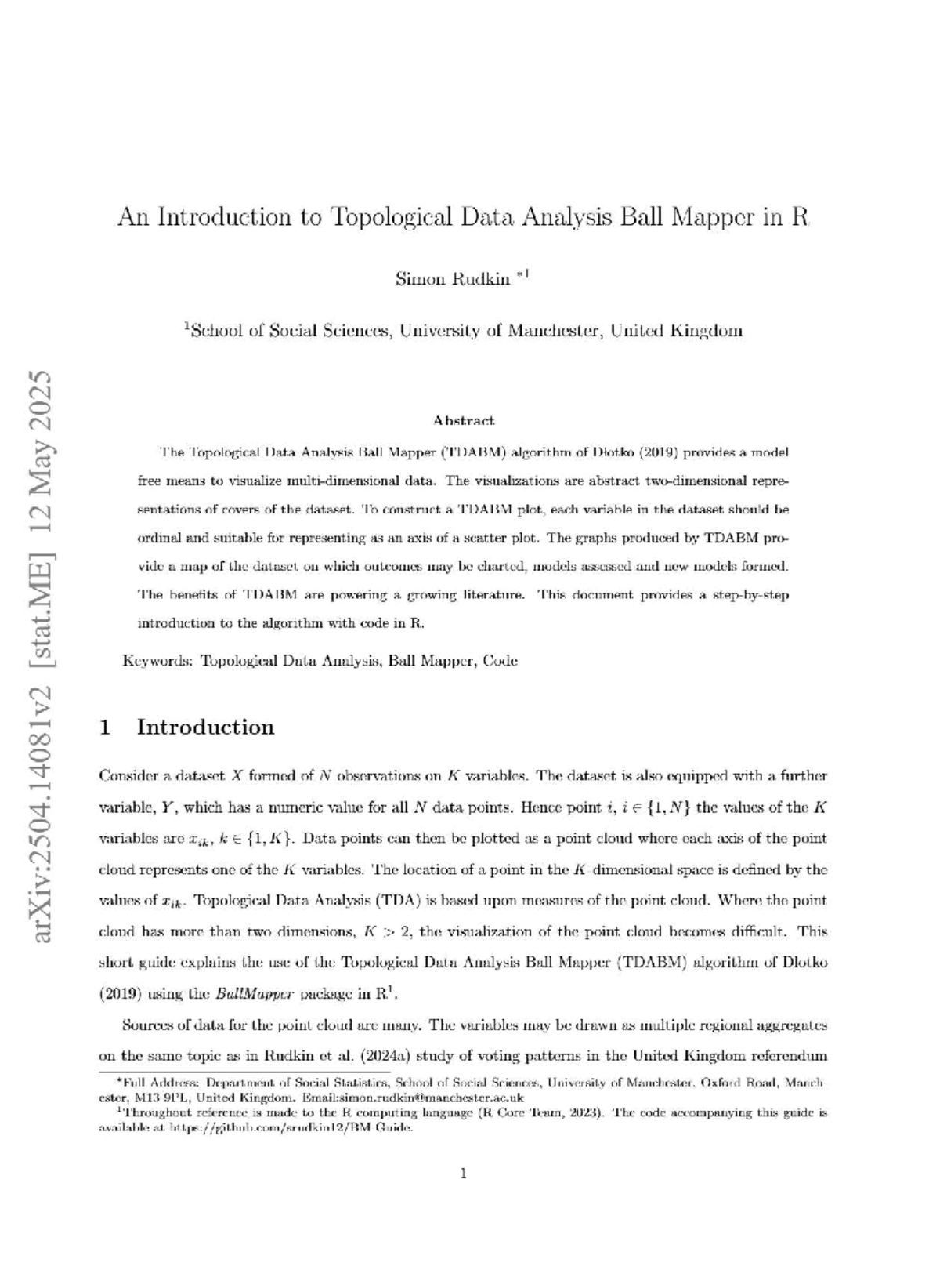 Introduction to Topological Data Analysis: Ball Mapper in R (SSS101 ...