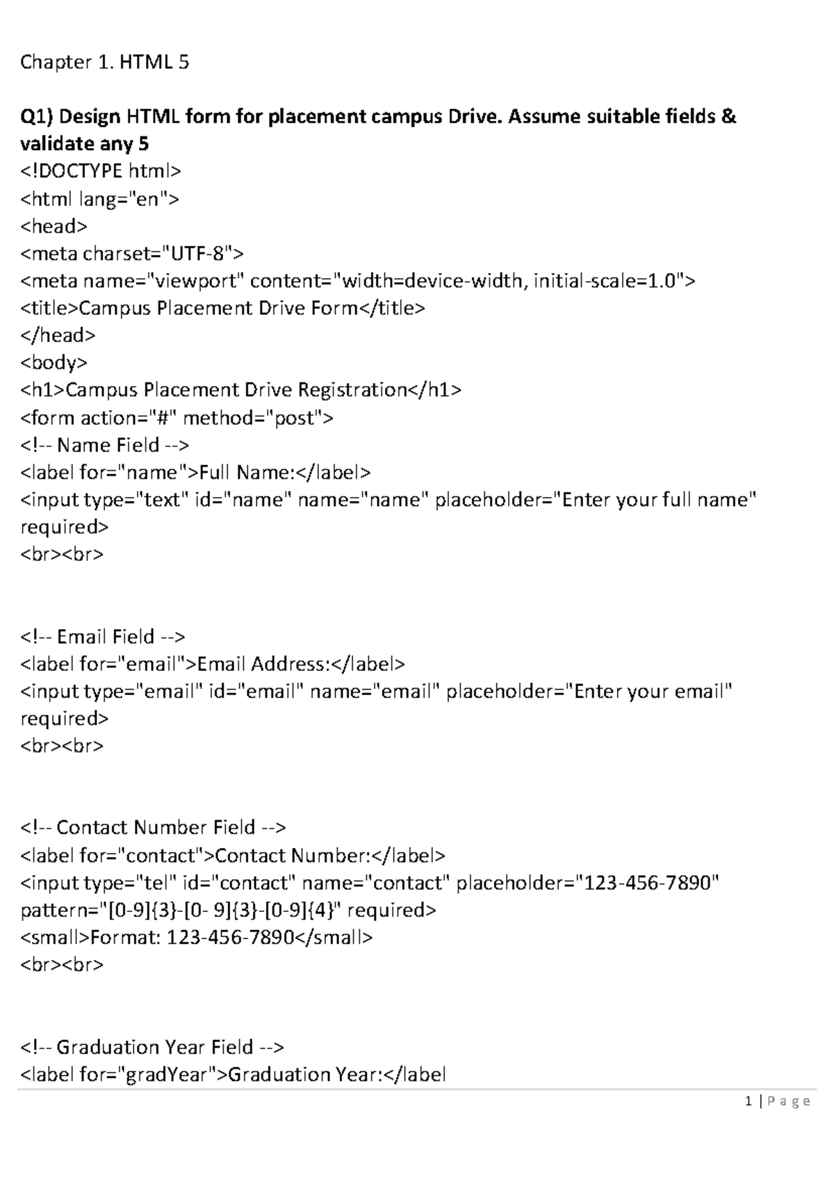 Web Development Chapter 1: HTML5 Forms & Web Server Architecture - Studocu