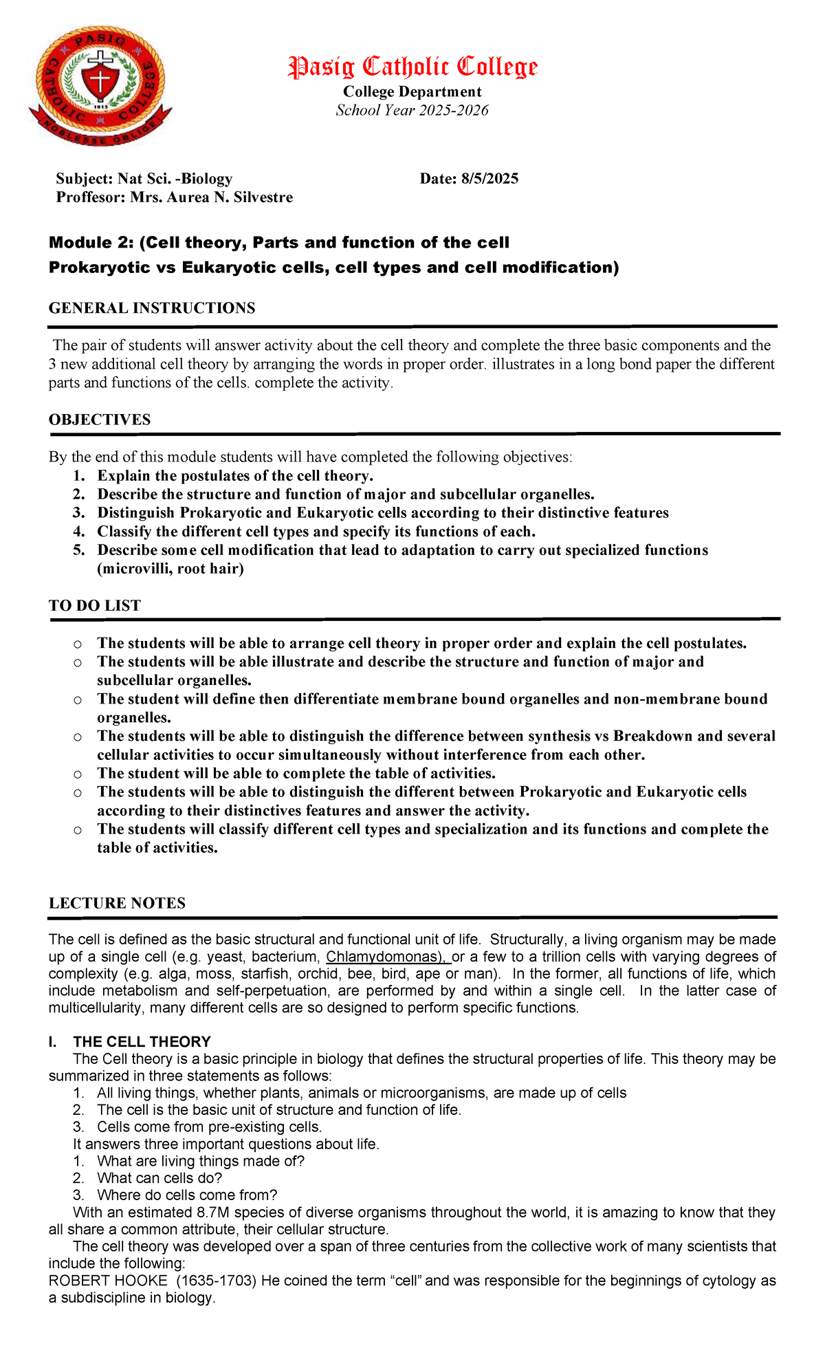 Module 2: Cell Types & Functions - Prokaryotic vs Eukaryotic Cells ...