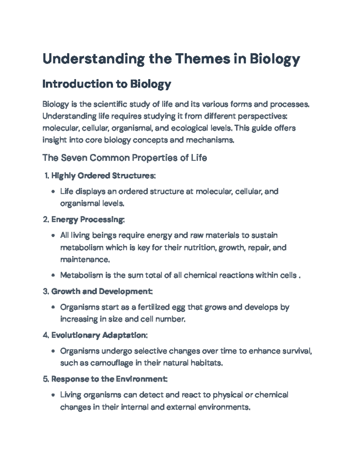 Understanding Core Themes in Biology (BIO101) - Studocu