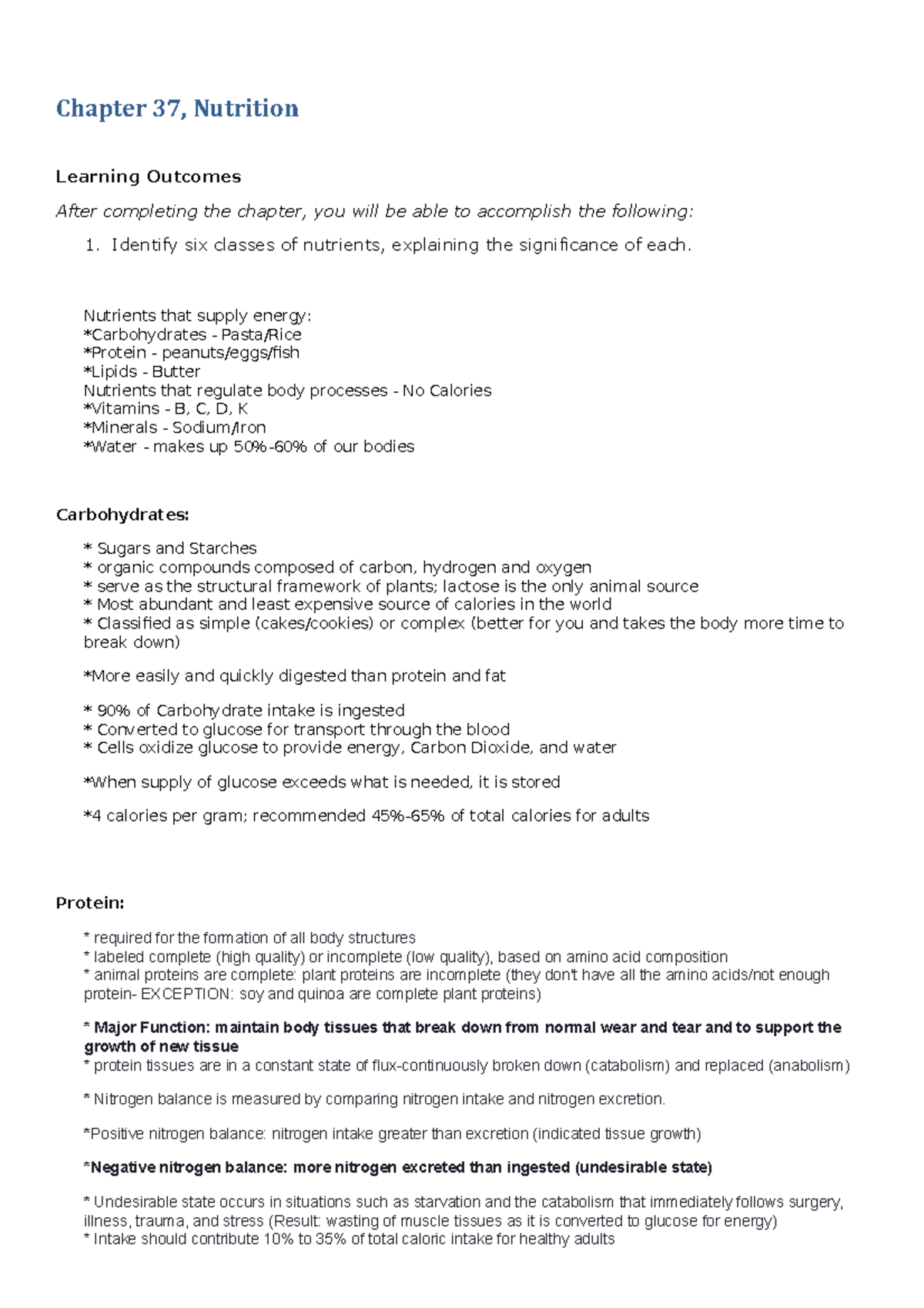 Chapter 37: Comprehensive Nutrition Notes and Key Concepts - Studocu