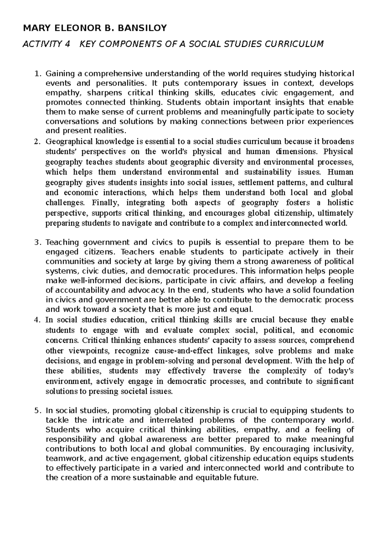 THE DIMENSION OF POLITAL PARLIAMENT - MARY ELEONOR B. BANSILOY ACTIVITY ...