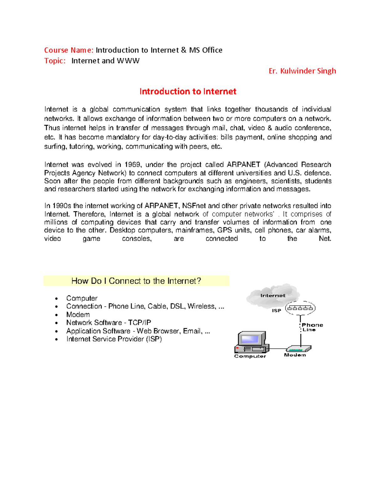 Introduction to Internet: Unit-1 Overview and Key Concepts - Studocu