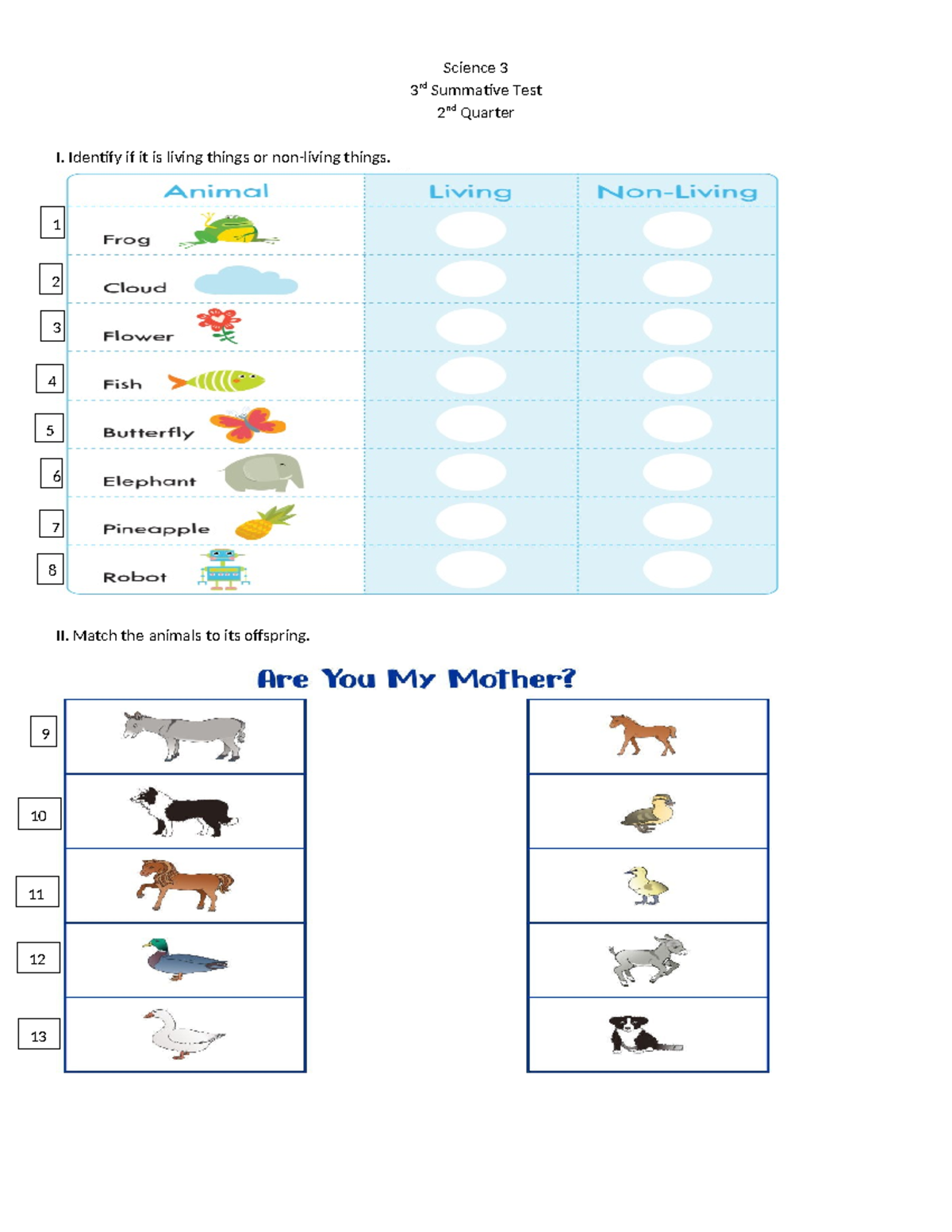 ST 3 Science 3 - ASSESSMENT - Living Systems - Science 3 3 rd Summative ...
