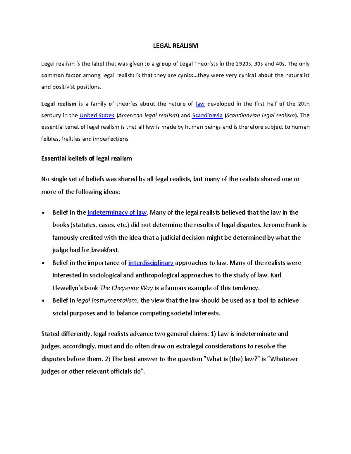 Legal Realism 6 - Lecture notes 1 - Business Law - UoN - Studocu