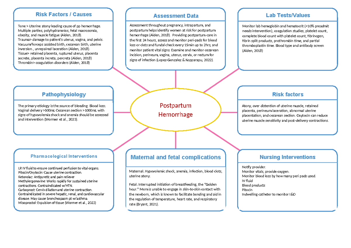 BSN346 PPH Concept Map: Understanding Postpartum Hemorrhage Causes ...