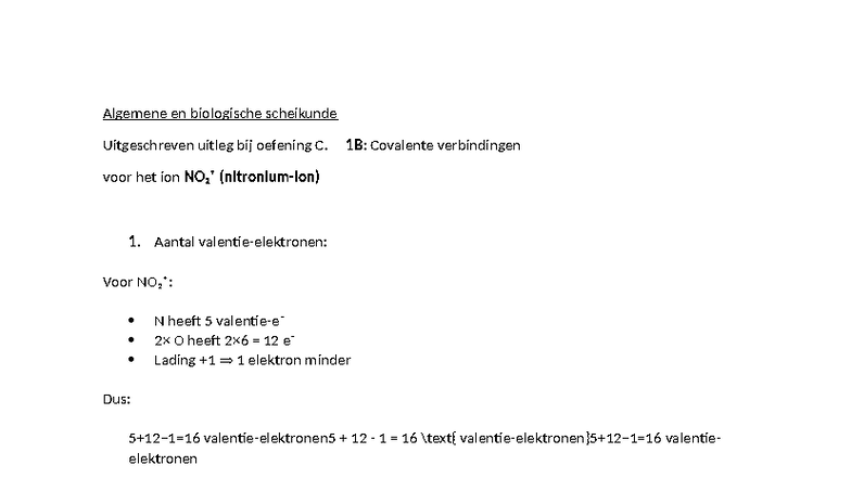Algemene en Biologische Scheikunde: Uitgewerkte Oefening B1 Covalente ...