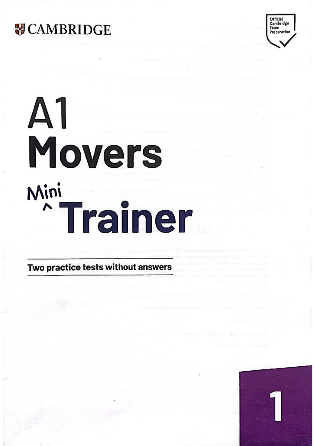 A1 Movers Exam Prep: Mini Trainer Practice Tests & Tips - Studocu