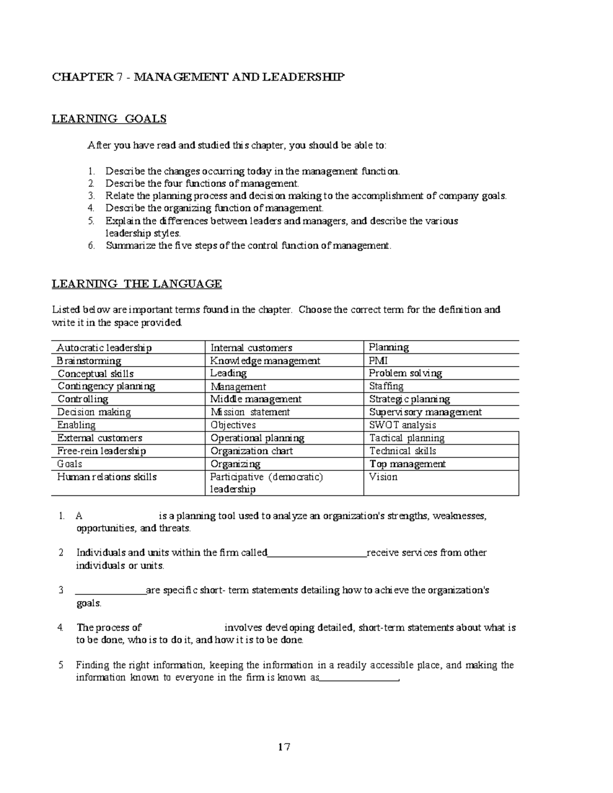 UB-Ch7-Management and Leadership: Understanding Key Functions and Roles ...