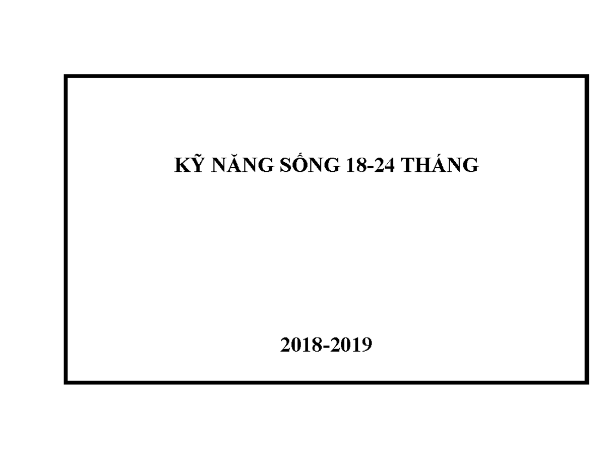KNS Kỹ Năng Sống Cho Trẻ 18-24 Tháng: Tháng 9-11 - Studocu
