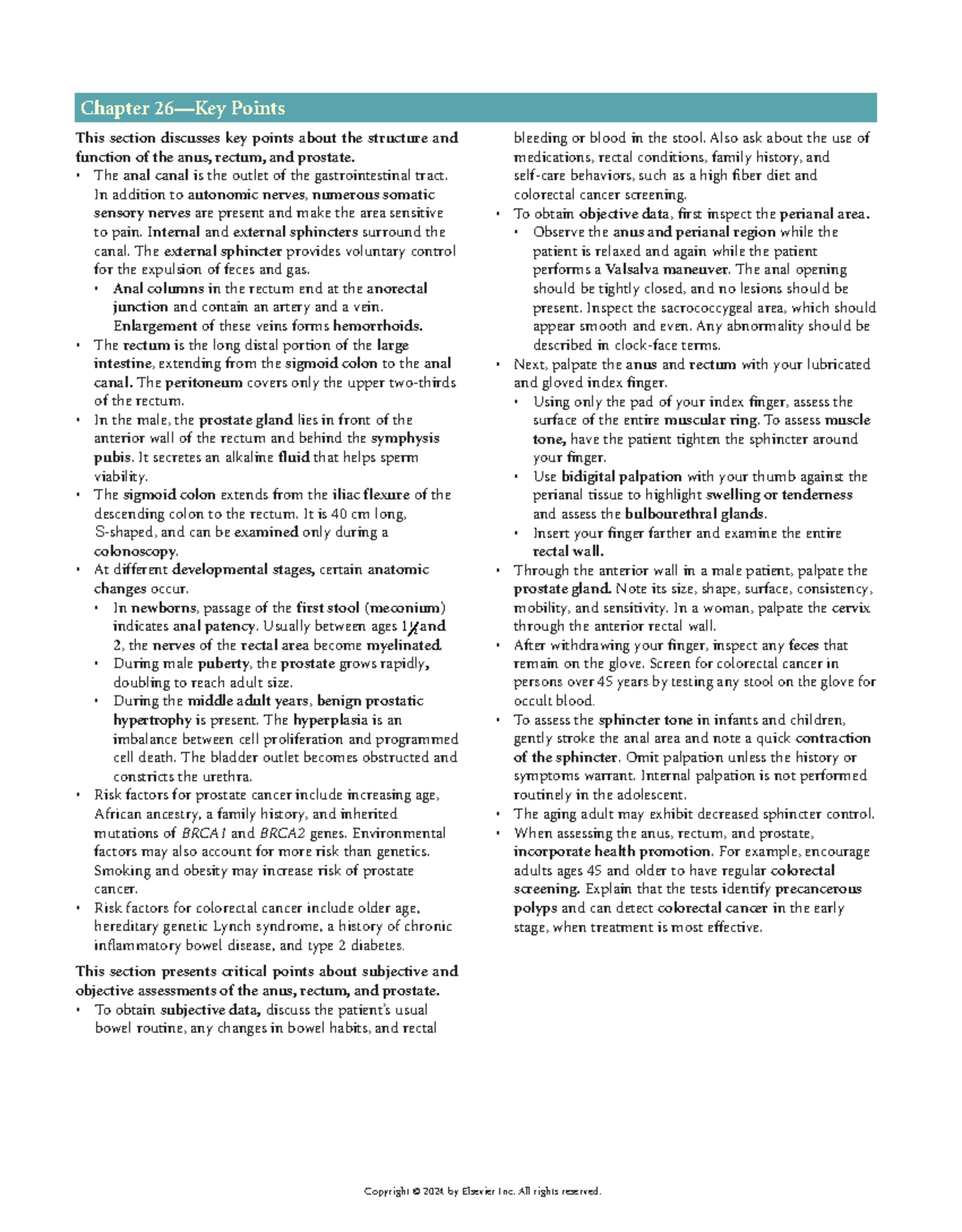 Chapter 026 - Key Points on Anus, Rectum, and Prostate Anatomy - Studocu