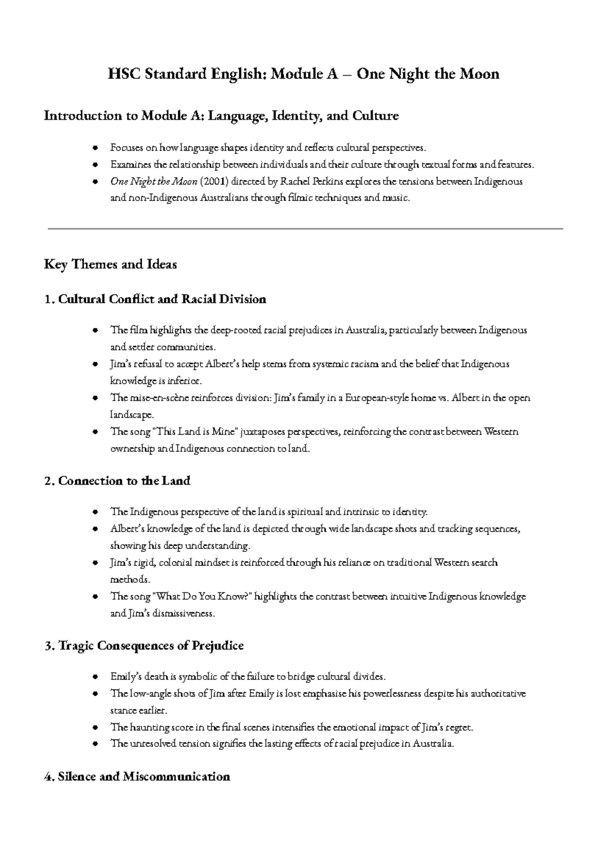HSC Standard English: Module A - One Night the Moon Analysis - Studocu